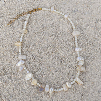 Pearl & Shell Choker - Freshwater Pearls & Natural Shell Beads ...
