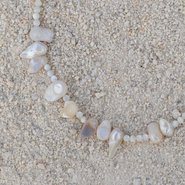 Pearl & Shell Choker - Freshwater Pearls & Natural Shell Beads ...